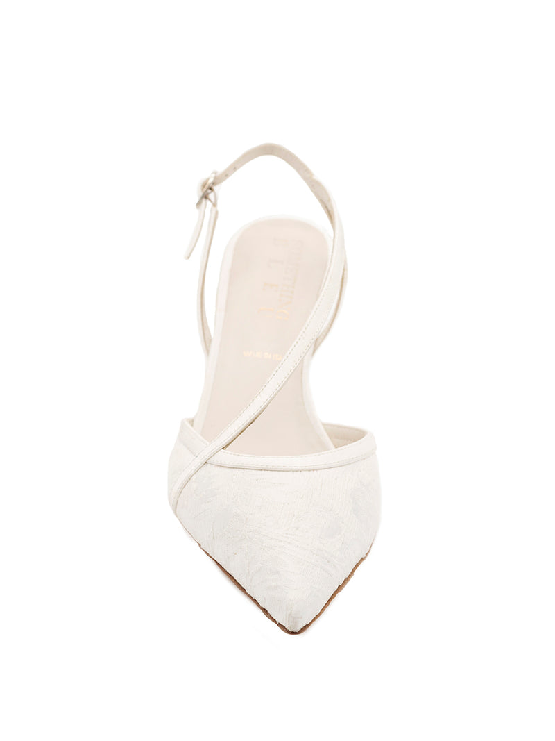 Something Bleu - Sevey Pointed Toe Slingback Kitten Heel - White Swan